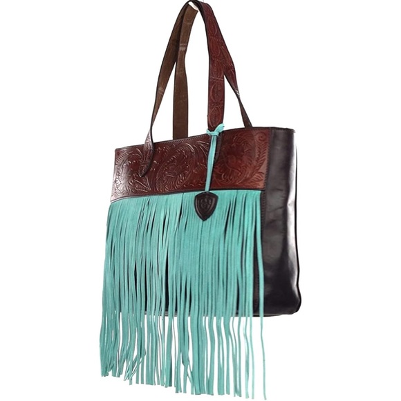 Ariat | Bags | Ariat Turquoise Fringe Concealed Carry Leather Tote Nwt ...